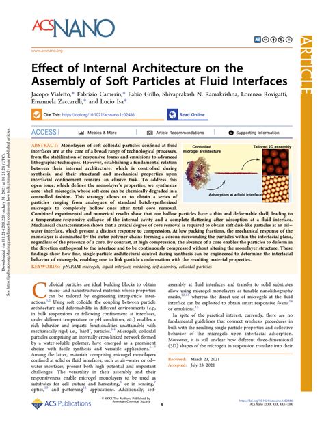 Pdf Effect Of Internal Architecture On The Assembly Of Soft Particles