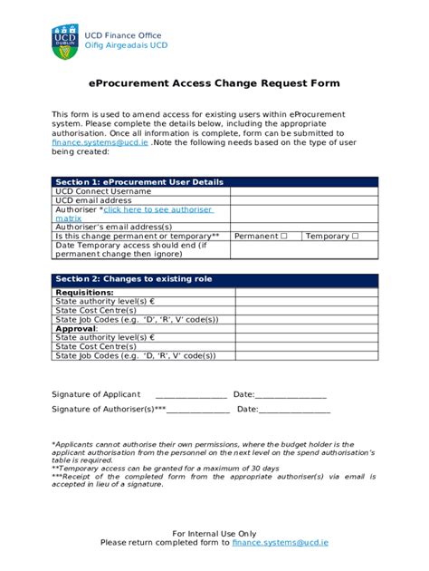 EProcurement Access Change Request Doc Template PdfFiller