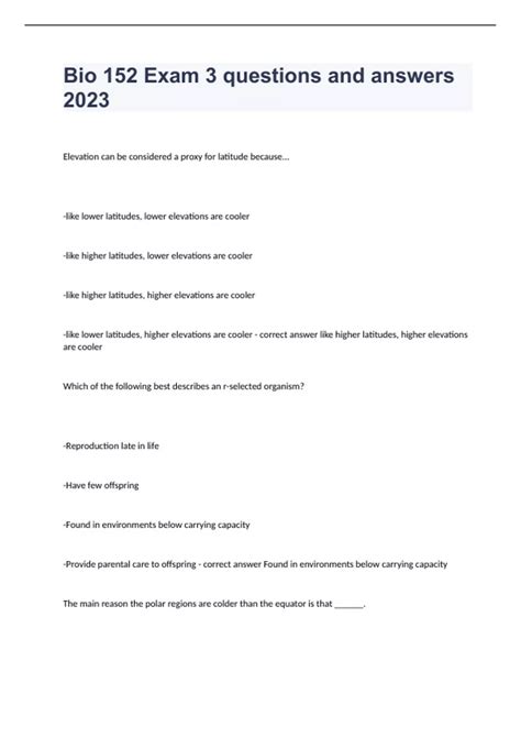 Bio 152 Exam 3 Questions And Answers 2023 Bio 152 Stuvia Us