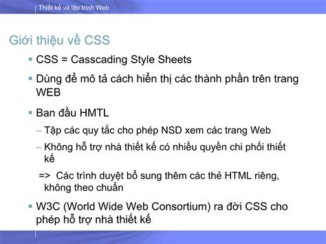 Bài giảng Thiết kế và lập trình Web Bài 3 CSS TaiLieuHay vn