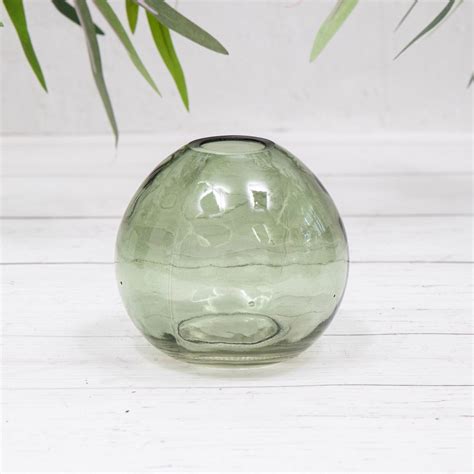 Set Of 3 Vintage Green Glass Bottles Mini Small Bud Vases Ribbed Flower