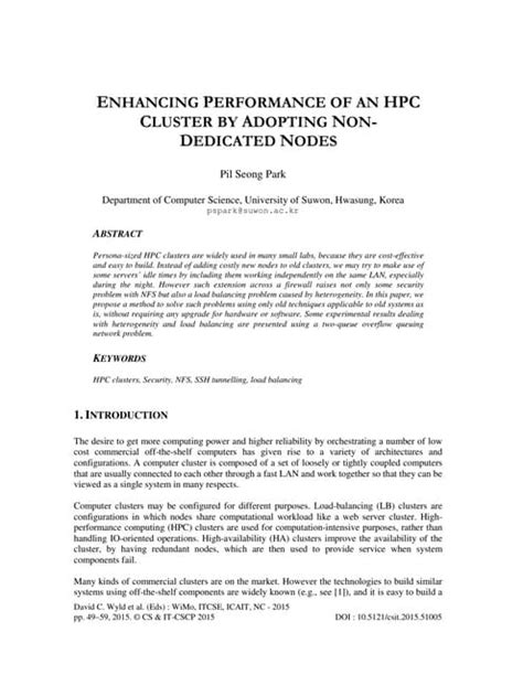 Enhancing Performance Of An Hpc Cluster By Adopting Nondedicated Nodes Pdf