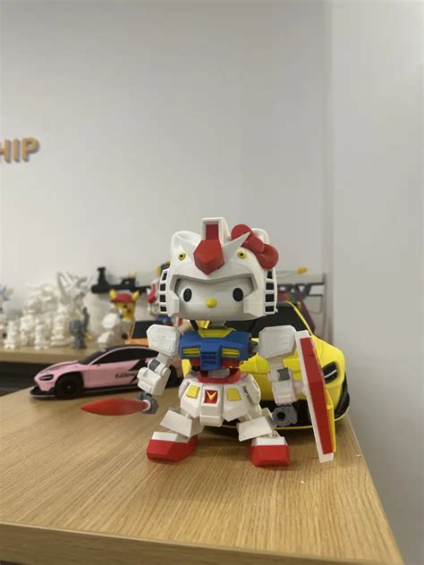 喵星人高达出击！hello Kitty×rx 78全关节可动版 来自 No 1 Makerworld：免费下载 3d 模型
