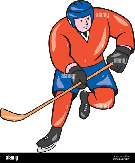 Ice Hockey Player With Stick Cartoon Stock Vector Image And Art Alamy