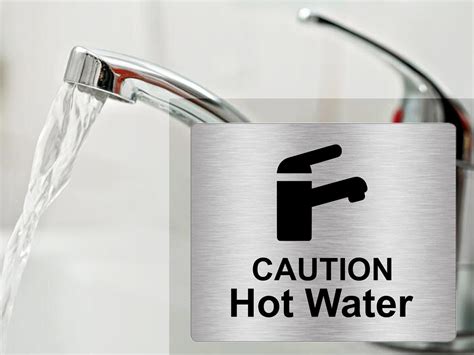 Self Adhesive Caution Hot Water Tap Sink Sign North By North East