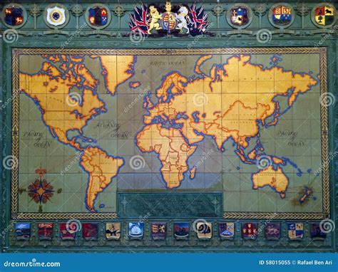 An Old Map Of The World In Auckland Museum Editorial Image Image