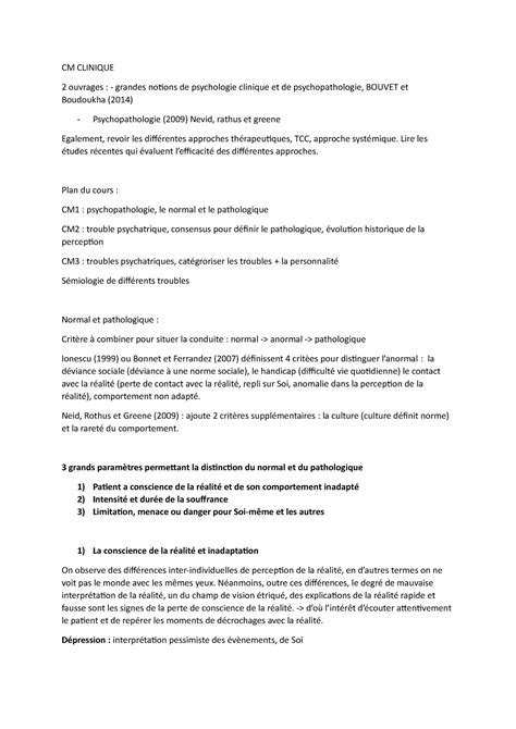 Cm Clinique Cm Clinique 2 Ouvrages Grandes Notions De Psychologie