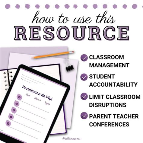 Hall Pass Tracker Classroom Management Printable By Allo Mes Amis