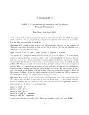 Hw5 Pdf Assignment 5 COMP 302 Programming Languages And Paradigms