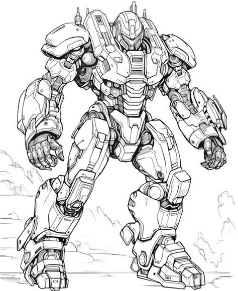 Premium Photo A Sketch Of A Robot With A Black And White Outline