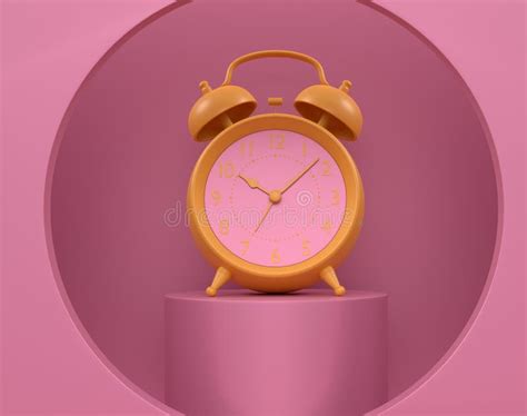 Abstract Scene Or Podium With Alarm Clock On Monochrome Background Stock Illustration