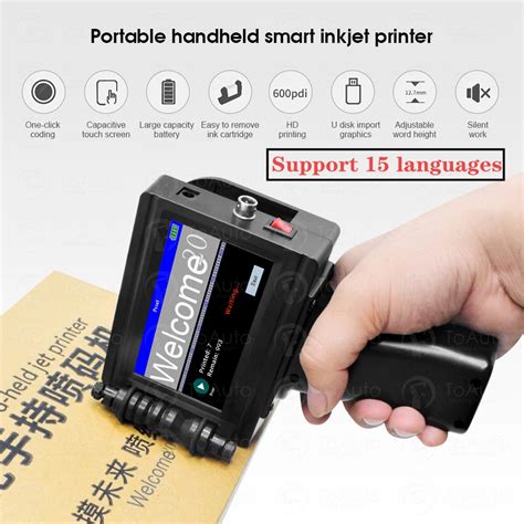 Mm Handheld Inkjet Printer With Dpi Touch Screen Languages