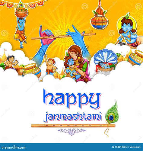 Fondo Feliz Del Festival De Janmashtami De La India Ilustración del