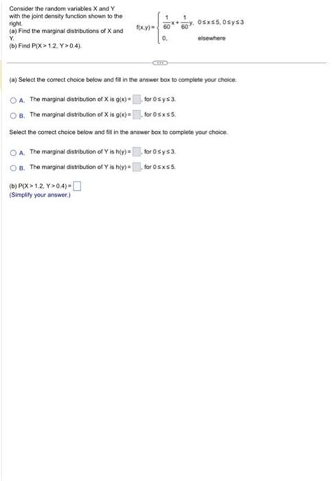 Solved Consider The Random Variables X And Y With The Joint