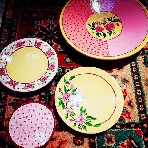 کمدا قیمت و خرید دیوارکوب سفالی رنگ تم صورتی سایز 25 و 15 و 10