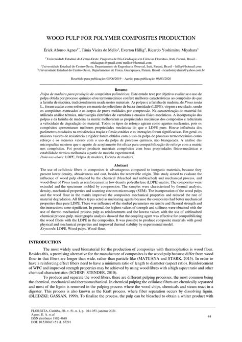 Pdf Wood Pulp For Polymer Composites Production