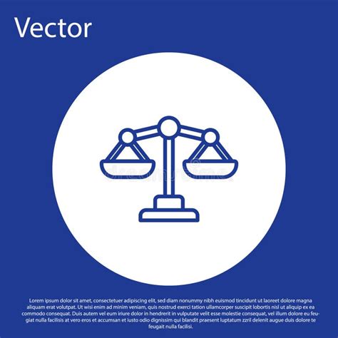Blue Line Scales Of Justice Icon Isolated On Blue Background Court Of