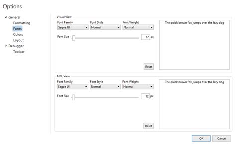task builder options fonts