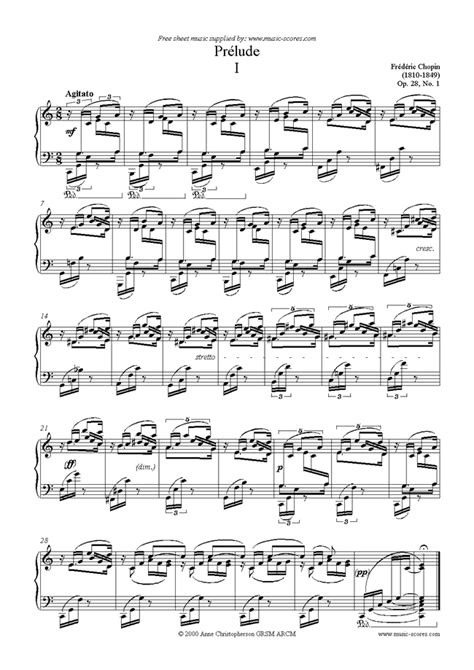Chopin Op28 No01 Prelude No1 In C Classical Sheet Music