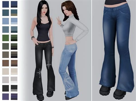 Misfitsims Grunge Bell Bottom Jeans For Female V1 Sims 4 Mods