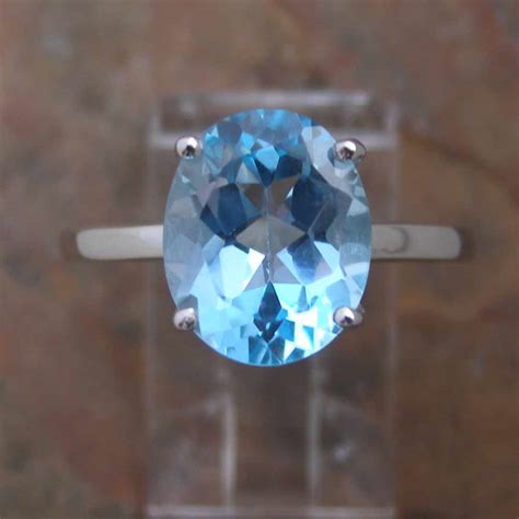 Sterling Silver Blue Topaz Ring 12mm Transglobal Trading Australian