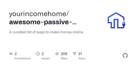 Github Yourincomehomeawesome Passive Income A Curated List Of Ways