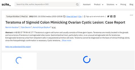Citation Report Teratoma Of Sigmoid Colon Mimicking Ovarian Cystic