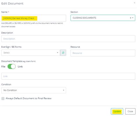 Restrict Document Checklist Access Brokerage Engine