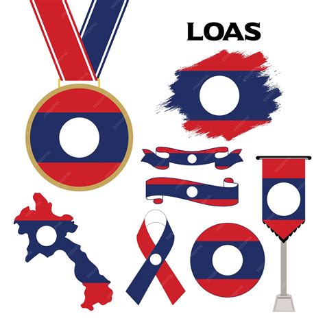 Premium Vector Elements Collection With The Flag Of Loas Design Template Loas Flag Ribbons