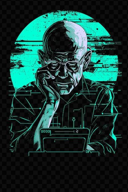 Premium Psd Neural Network Analyst With A Data Pad In A Thoughtful Pose Tshirt Design Art