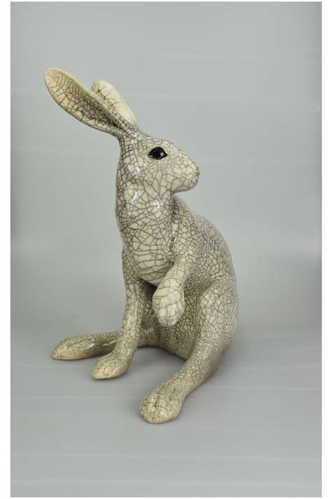 Large Paw Up Raku Hare Sculptures Hare Raku