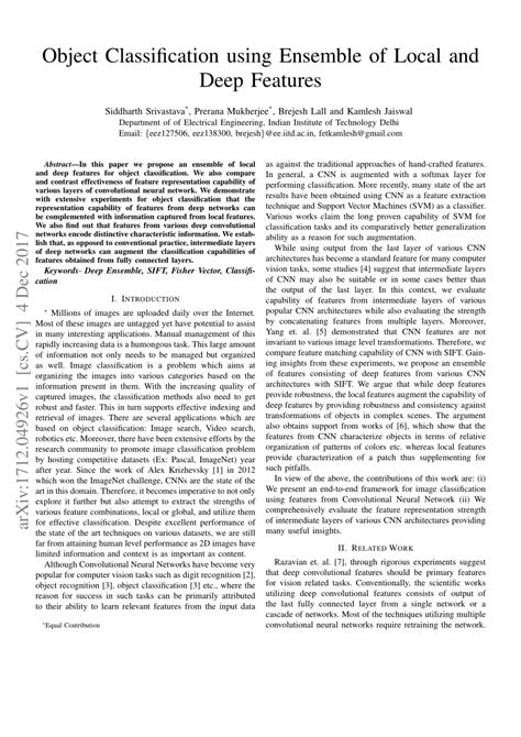 Pdf Object Classification Using Ensemble Of Local And Deep Features