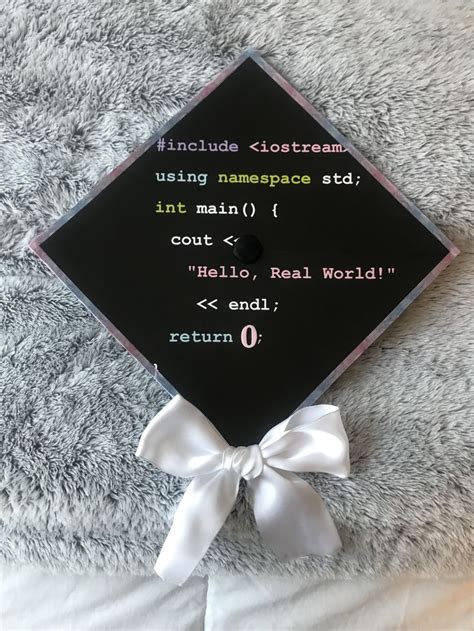 Computer Science Graduation Cap Hello Real World Science