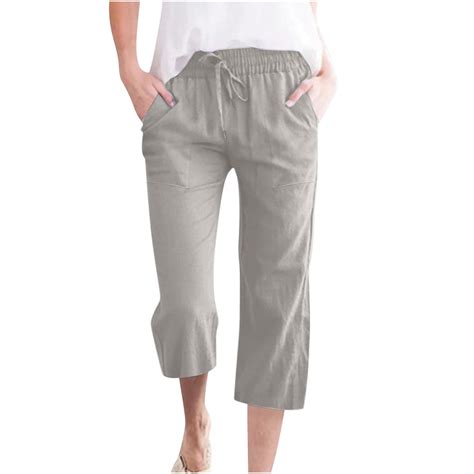 Vsssj Women Casual Cotton And Linen Pants Relaxed Fit Solid Color
