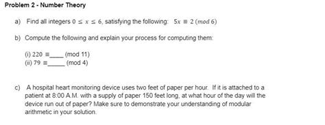 Solved Problem 2 Number Theory A Find All Integers 0 SX Chegg Com
