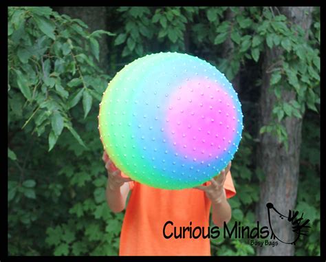 Jumbo 18 Rainbow Lightweight Bumpy Inflatable Ball Sports Ball In Curious Minds Busy Bags