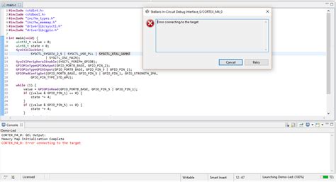 Tm4c123gh6pm Unable To Connect To The Target Device Arm Based