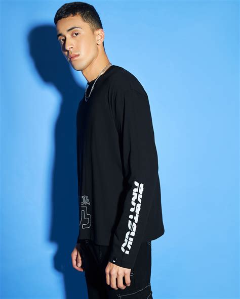 Buy Mens Black Club Akatsuki Typography Oversized T Shirt Online At