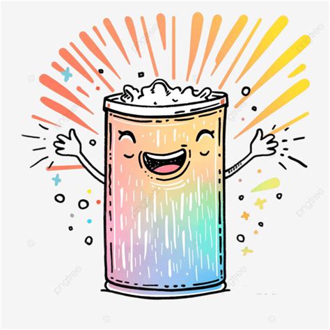 Cold Gradient Line Drawing Cartoon Happy Exploding Soup Can Soup Can