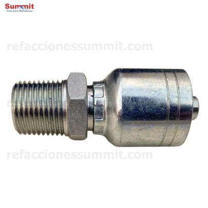 Conexion Crimpable Recto Rosca NPT Macho Manguera R Y R