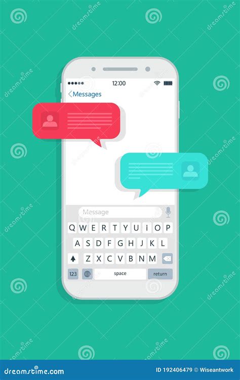 Chat Message In Phone Bubble For Text In Mobile Chatbot With Popup Sms In Smartphone