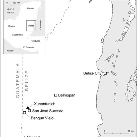 Map Of Central Belize Showing The Location Of Modern Settlements And