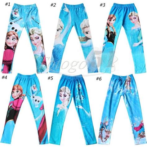 New Girls Frozen Princess Anna And Elsa Skinny Leggings Tights Pants