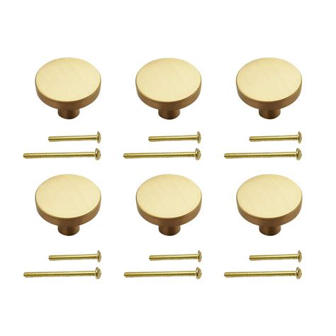 Tokatuker 6 Pack Brushed Brass Cabinet Knobs Solid Gold