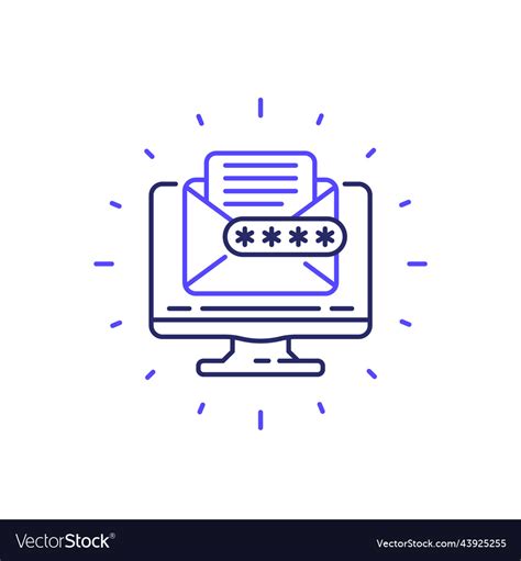 Mail Access With Password Line Icon Royalty Free Vector