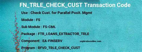 FN TRLE CHECK CUST SAP Tcode For Check Cust For Parallel Posit Mgmt