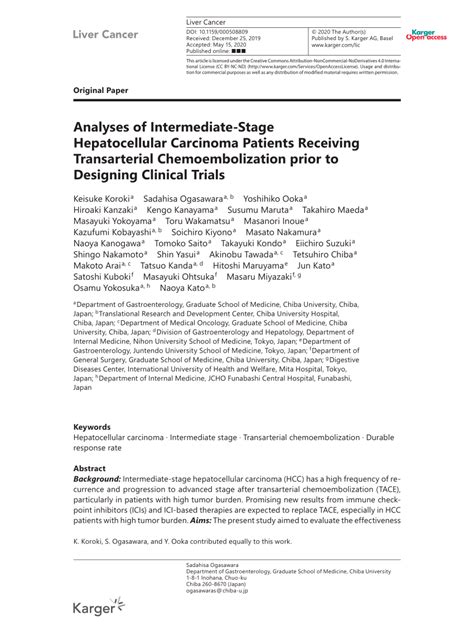Pdf Analyses Of Intermediate Stage Hepatocellular Carcinoma Patients