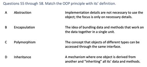 Solved Questions 55 Through 58 Match The Oop Principle With