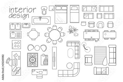 Interior Design Floor Plan Symbols Top View Furniture Cad Symbol