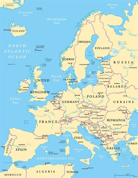 Carte De L Europe Cartes Reliefs Villes Pays Euro UE Vierge